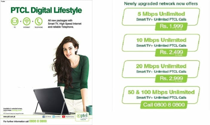 PTCL Fiber Optic FTTH 100Mbps Packages; Price and Details