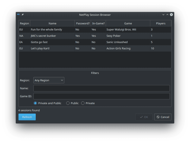 Dolphin Emulator now has a Netplay Server Browser