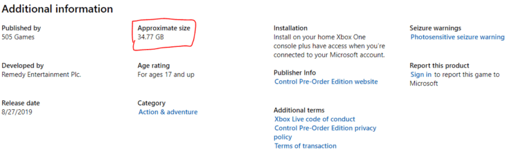 Control File Size for Xbox One has been Officially Revealed