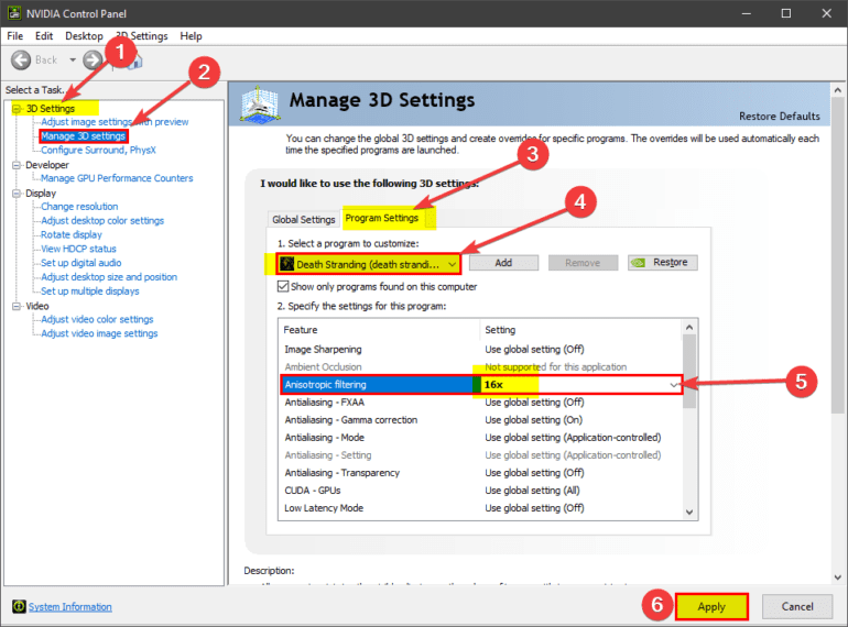 How to improve Death Stranding Anisotropic filtering on PC (NVIDIA)