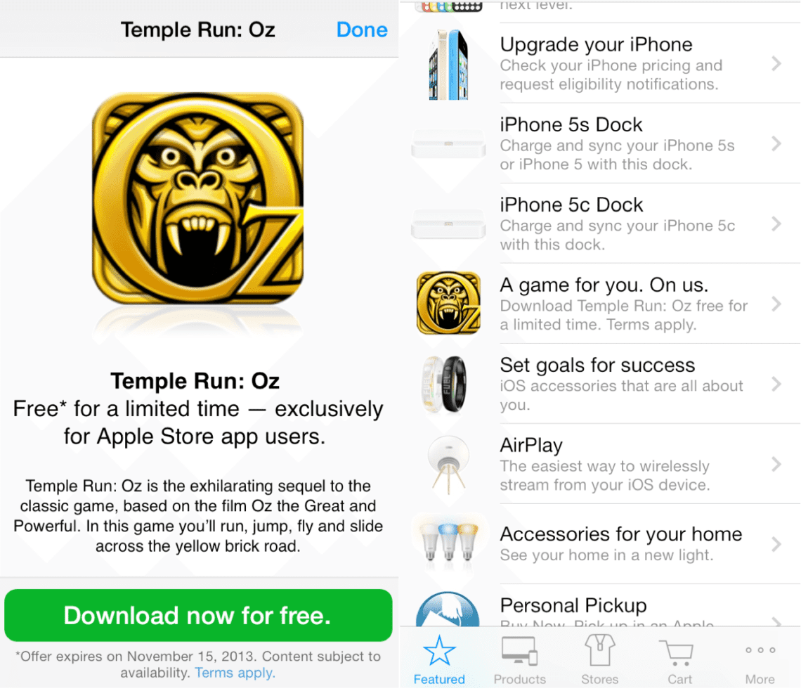 Temple Run Oz now FREE via Apple Store app